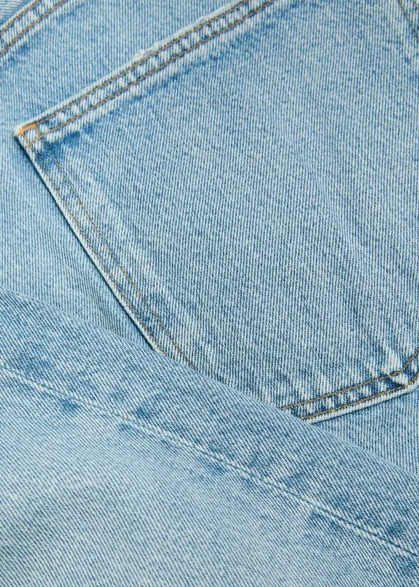 AGOLDE Anson Frayed Denim Shorts - Light Blue