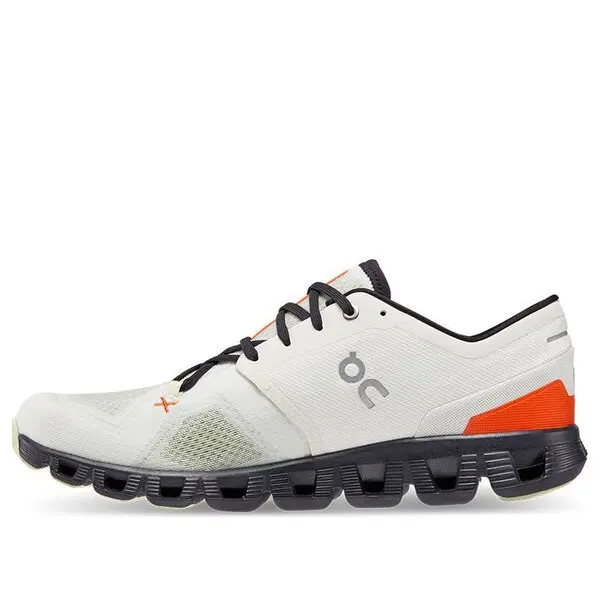 On Cloud X 3 Athletic Sneakers - Ivory/flame