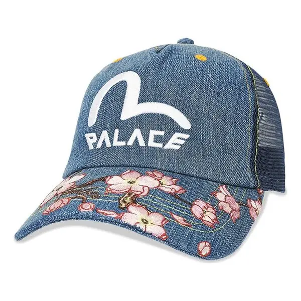 PALACE X Evisu Printed Denim Trucker Cap - Blue