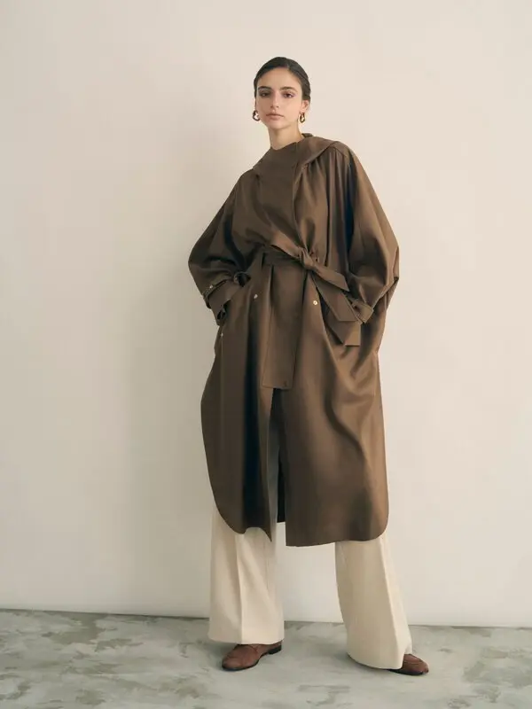 Max Mara Water-repellent Wool Gabardine Duster Coat