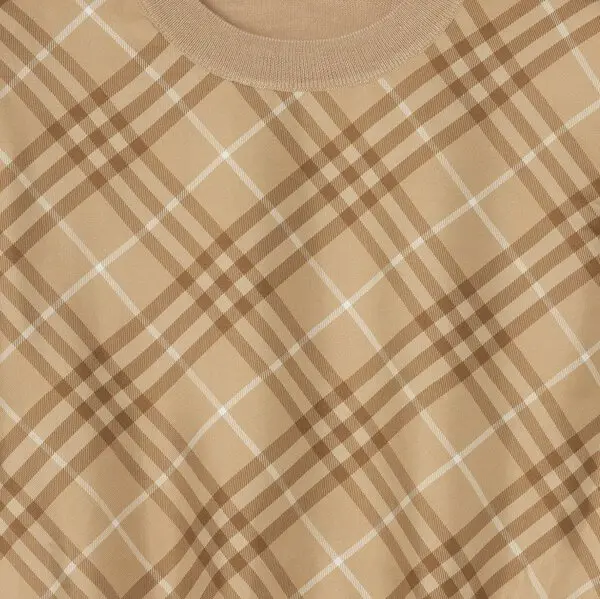 Burberry Check Panel Wool Silk T-shirt