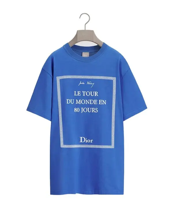 Dior T-shirt With Book Cover Embroidery, Relaxed Fit - Blue