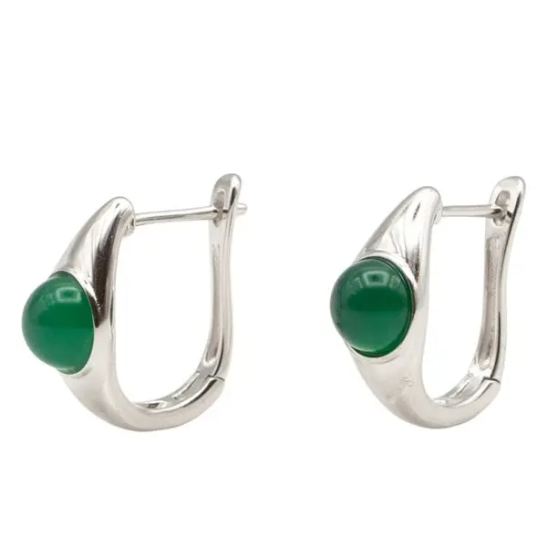 SEREE Brooke Jade Stone Hoop Earrings