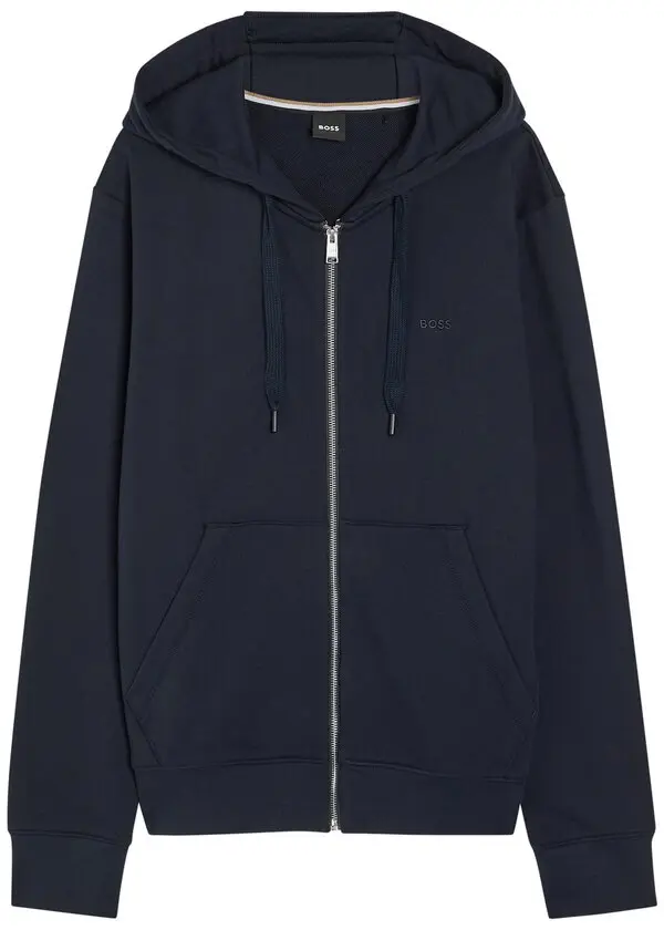 BOSS Zip-up Hooded Cotton Sweatshirt