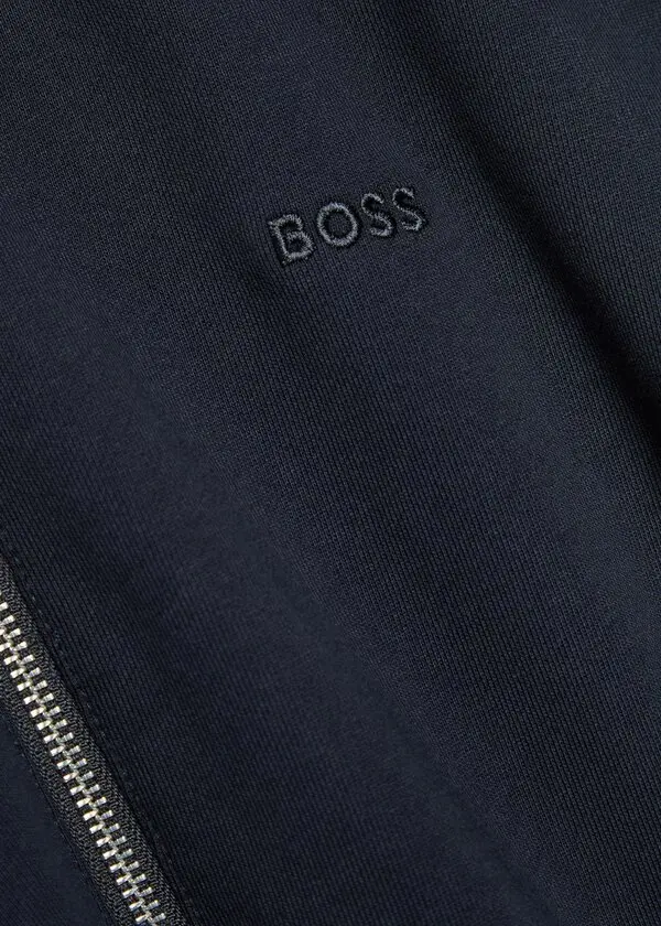 BOSS Zip-up Hooded Cotton Sweatshirt