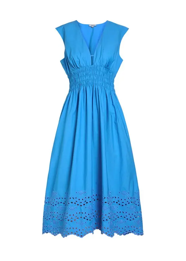 Rails Roxanne Embroidered Cotton Midi Dress - Blue