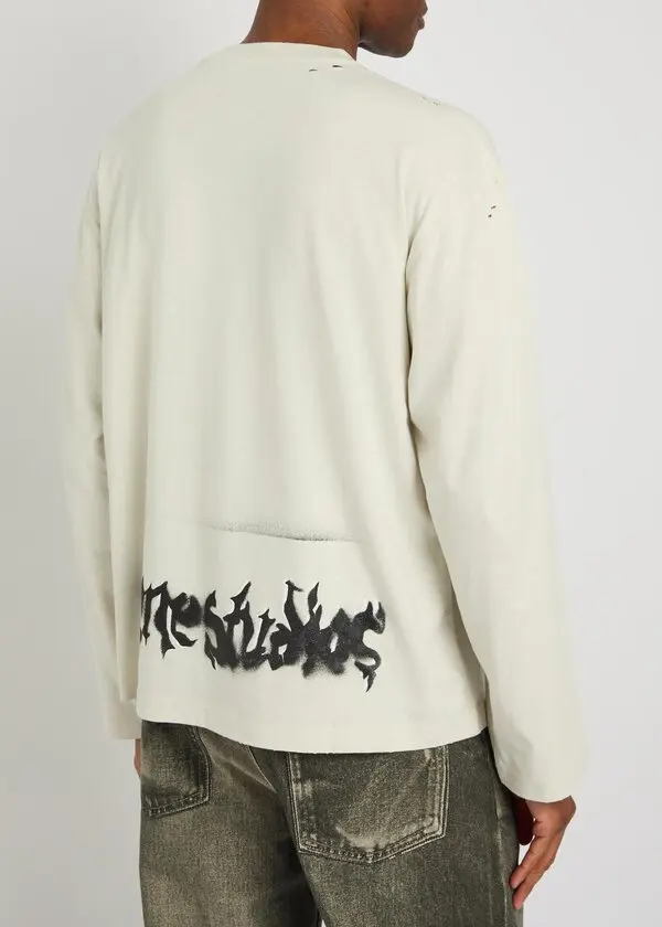 Acne Studios Logo-print Long-sleeve Cotton-blend T-shirt