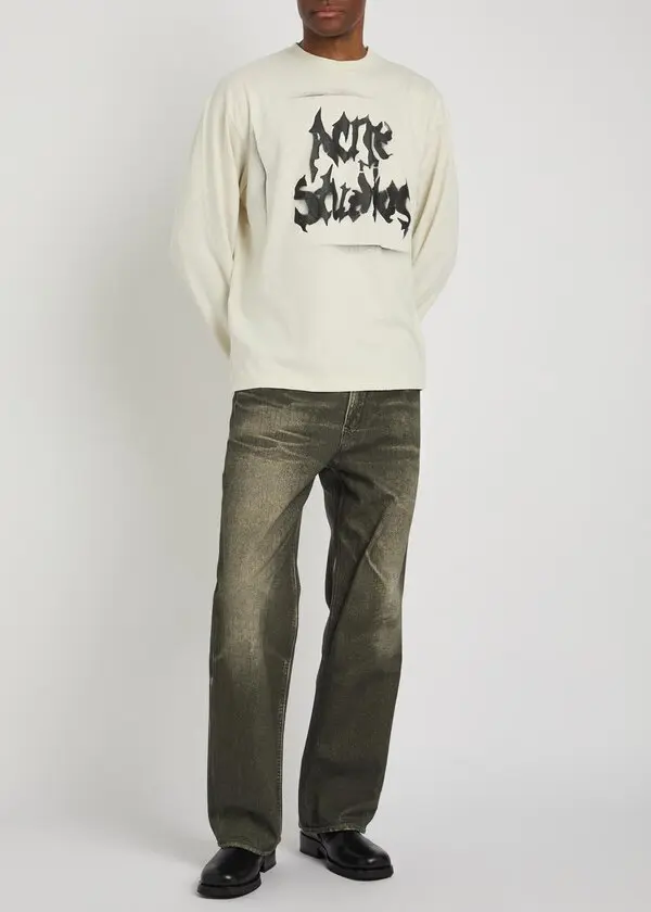 Acne Studios Logo-print Long-sleeve Cotton-blend T-shirt