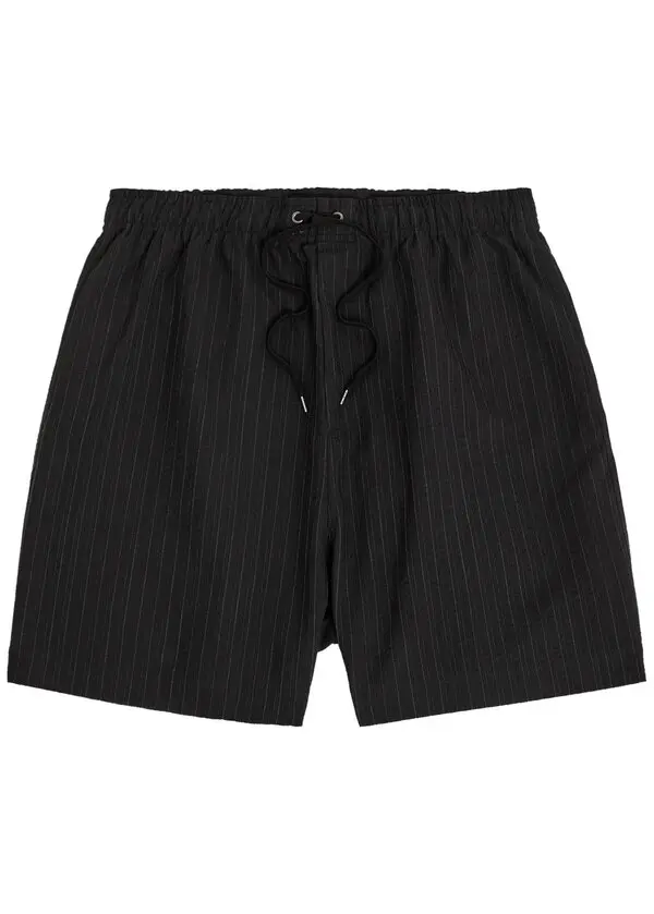 Studio Nicholson Pinstriped Cotton And Wool-blend Shorts