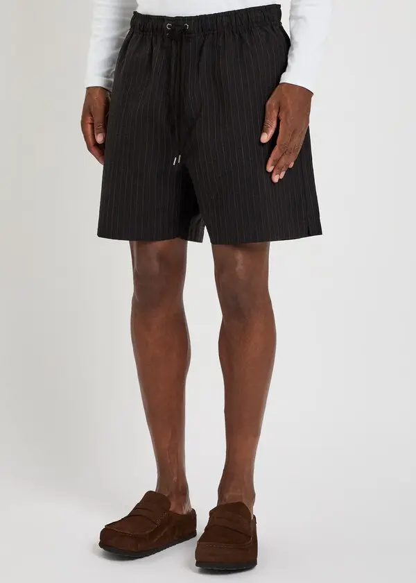 Studio Nicholson Pinstriped Cotton And Wool-blend Shorts