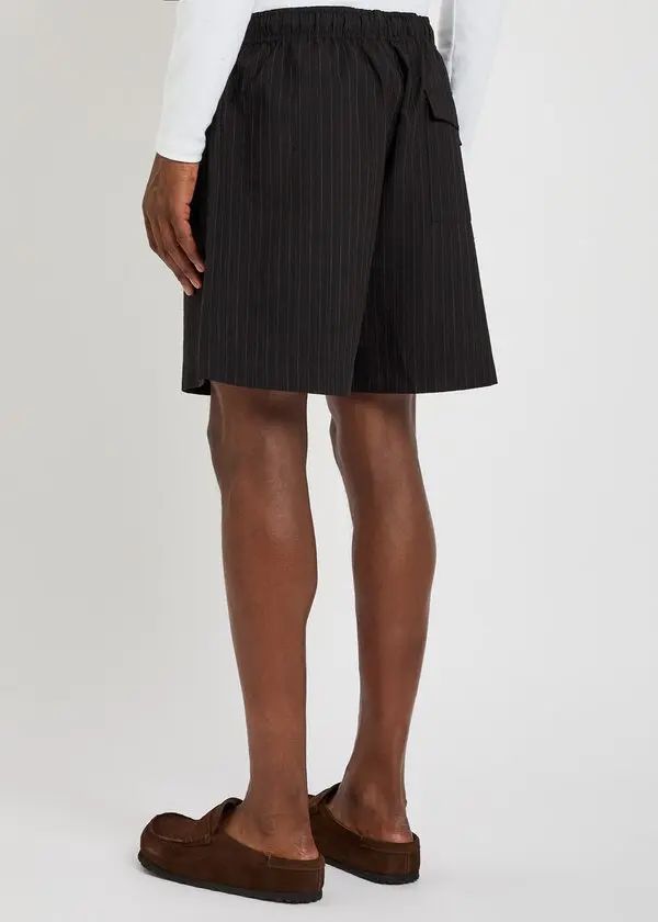 Studio Nicholson Pinstriped Cotton And Wool-blend Shorts