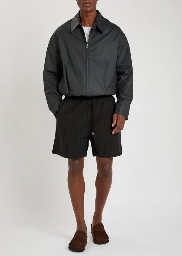 Studio Nicholson Pinstriped Cotton And Wool-blend Shorts