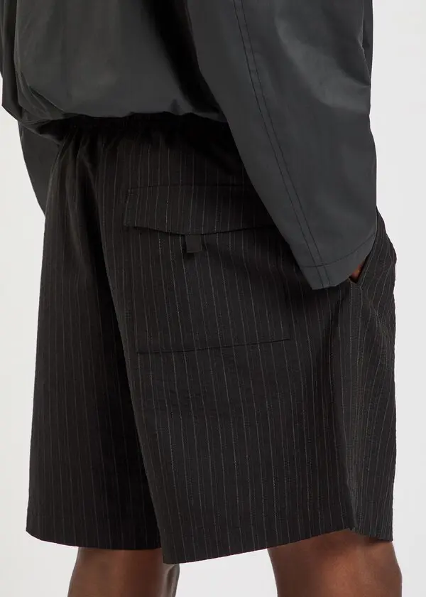 Studio Nicholson Pinstriped Cotton And Wool-blend Shorts