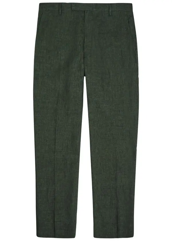 Sunspel Tapered-leg Linen Trousers - Dark Green