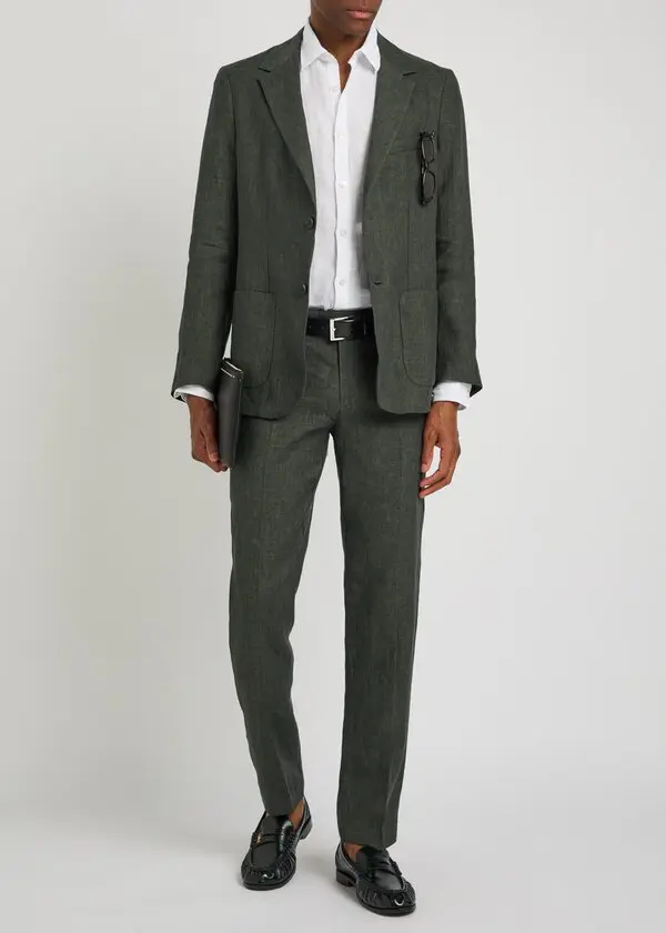 Sunspel Tapered-leg Linen Trousers