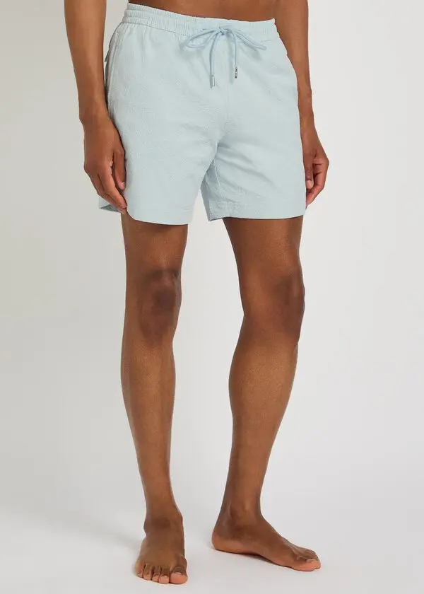 BOSS Stretch-seersucker Swim Shorts