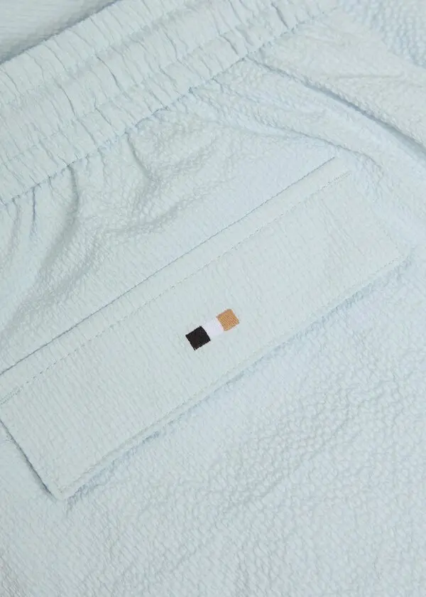 BOSS Stretch-seersucker Swim Shorts