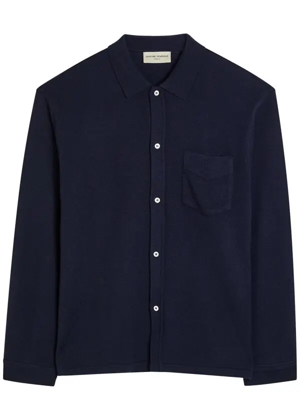 Officine Générale Wool And Cashmere-blend Cardigan - Navy