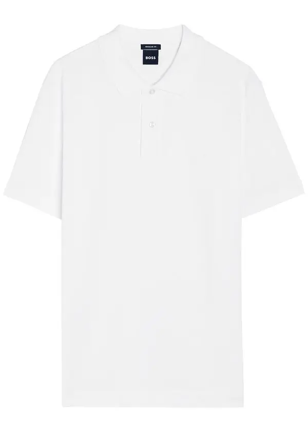 BOSS Pallas Logo-embroidered Piqué Cotton Polo Shirt - White