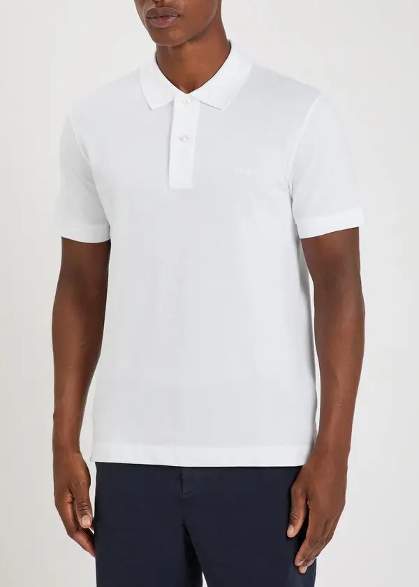 BOSS Pallas Logo-embroidered Piqué Cotton Polo Shirt - White