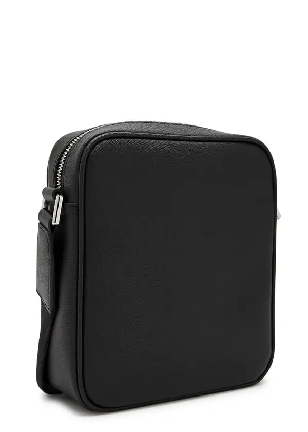 BOSS Northon Logo Saffiano Leather Cross-body Bag - Black
