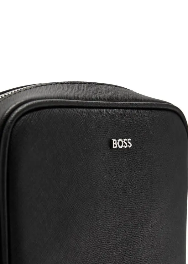 BOSS Northon Logo Saffiano Leather Cross-body Bag - Black
