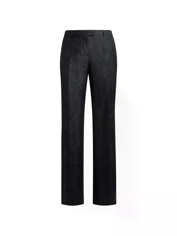 Etro Wool Jacquard Arnica Motif Trousers - Black