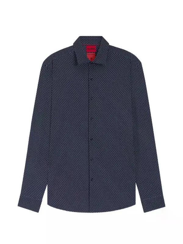 Hugo Kenno Geometric-print Long-sleeved Shirt - Blue