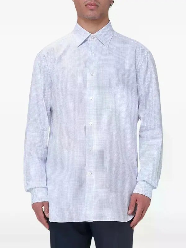 Zegna Check Poplin Shirt - White