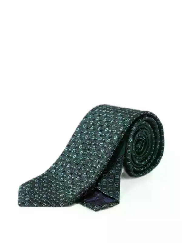 FERRAGAMO Gancini Jacquard Tie - Green