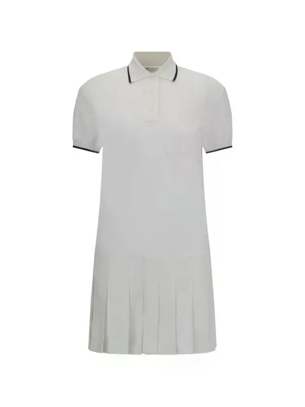 Brunello Cucinelli Piqué Polo Collar Mini Dress - White