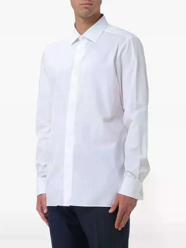 Zegna Poplin-texture Classic-collar Shirt