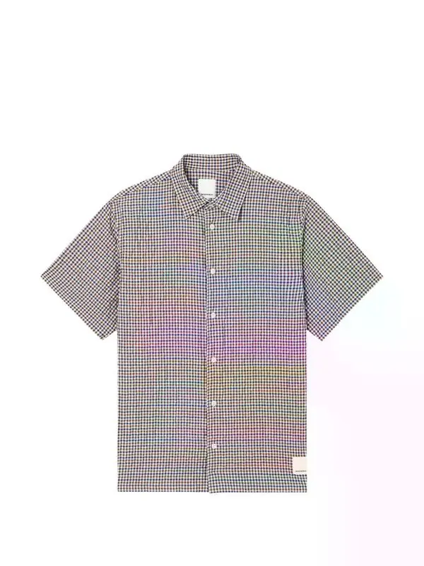 Emporio Armani Eagle Club Crinkle Fabric Shirt With Check Motif - Neutrals