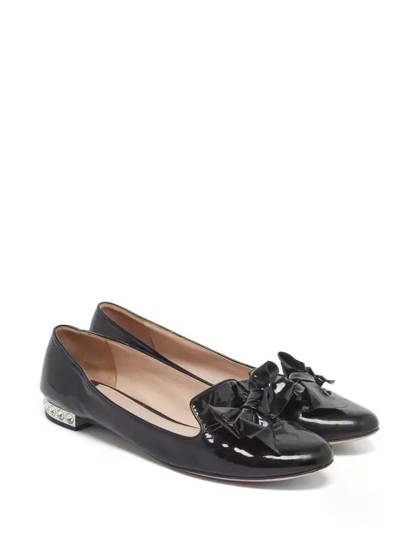 Miu Miu Bow Detail Crystal Embellished Ballet Flats