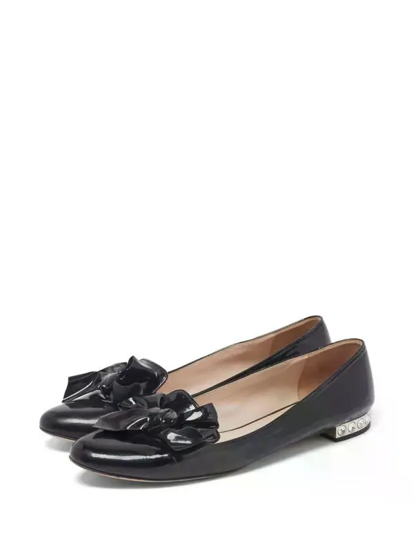 Miu Miu Bow Detail Crystal Embellished Ballet Flats