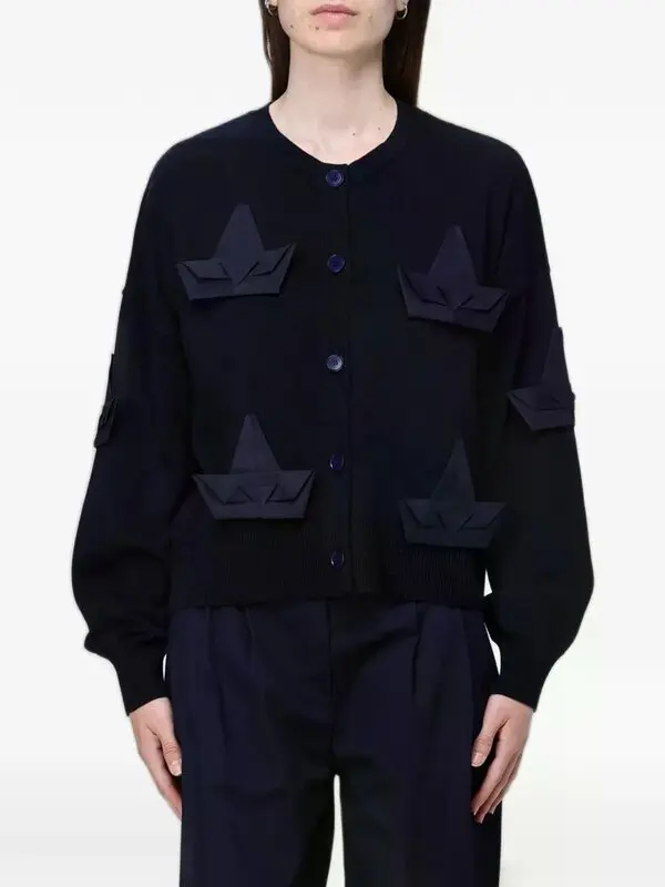 MEIMEIJ Cotton Cardigan With Boat-patch Detail - Blue