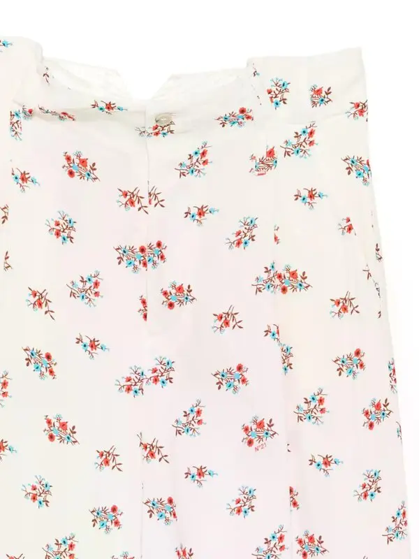 N°21 Floral Print Pleated Trousers - White
