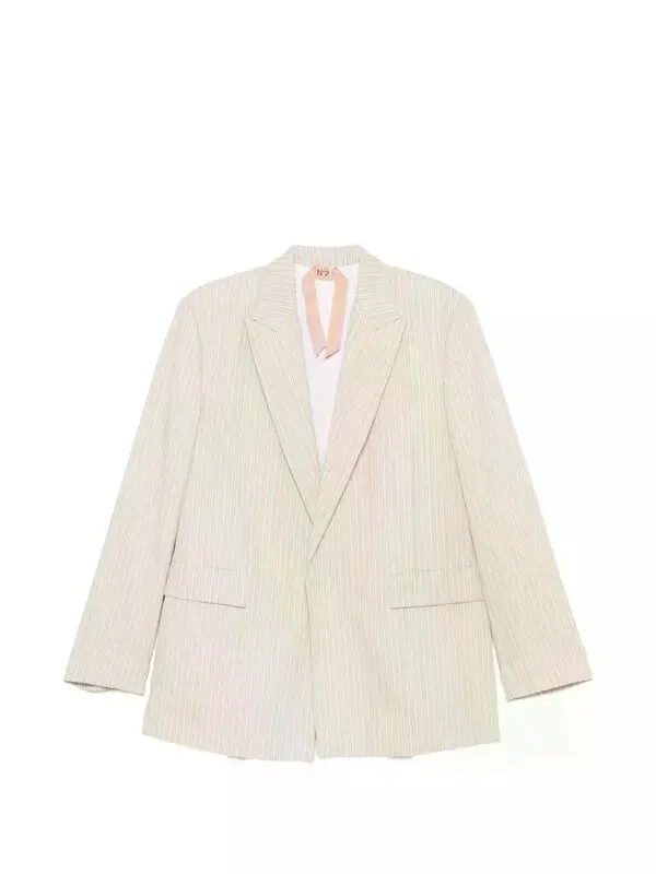 N°21 Vertical Stripe Peak Lapel Blazer - Neutrals