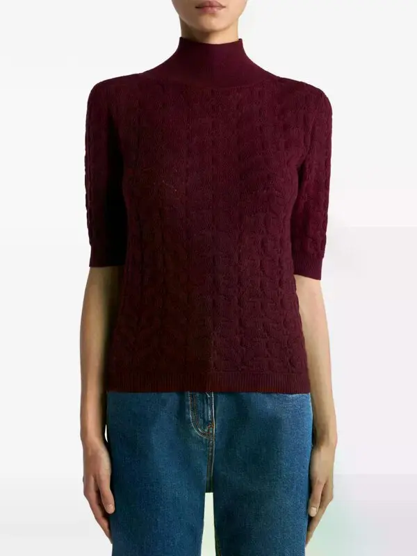 Etro Pure Wool Cable-knit Mock Neck Sweater