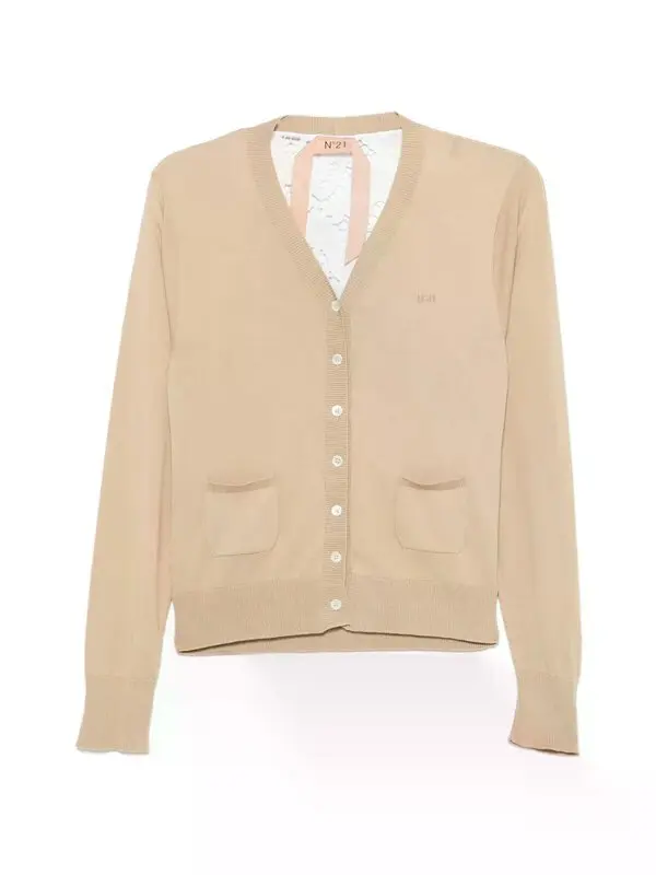 N°21 Lace-panelled V-neck Cardigan