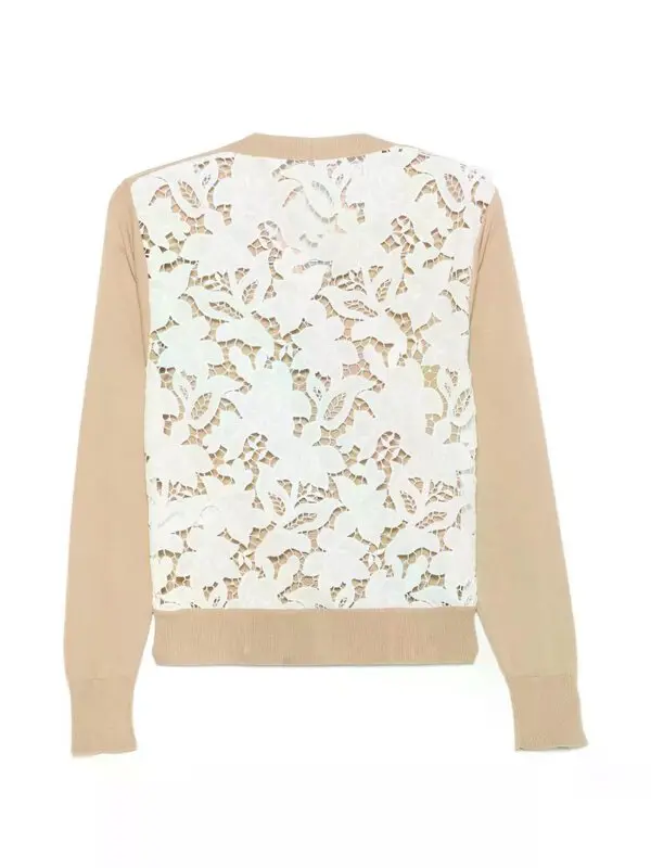 N°21 Lace-panelled V-neck Cardigan