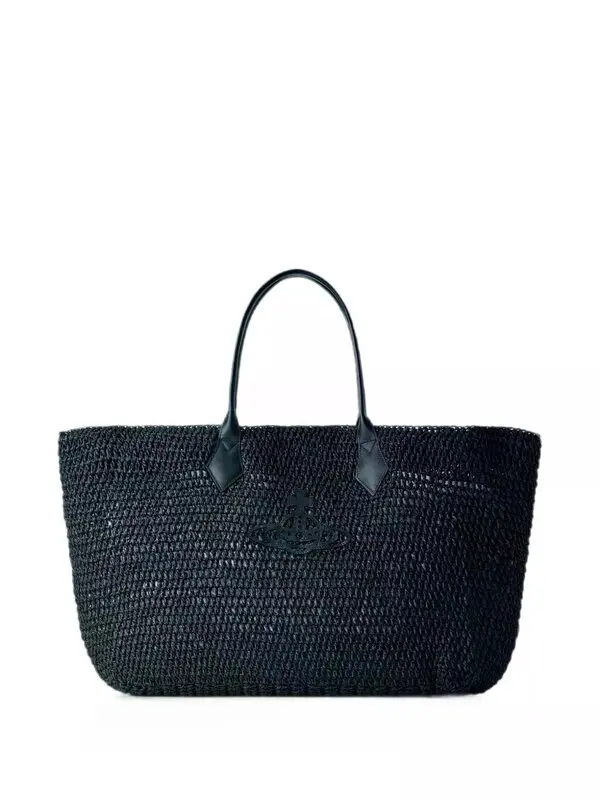 VIVIENNE WESTWOOD Orb Plaque Woven Tote Bag - Black