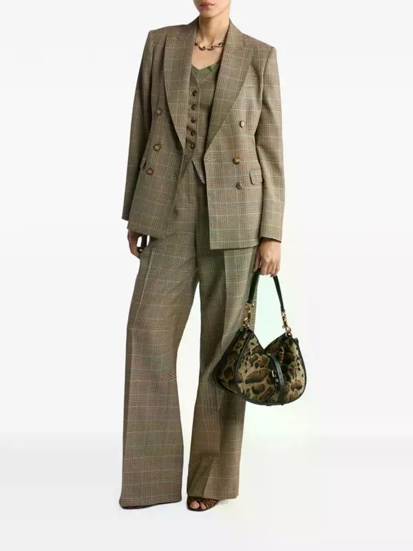 Etro Stretch Wool Prince Of Wales Motif Trousers - Neutrals
