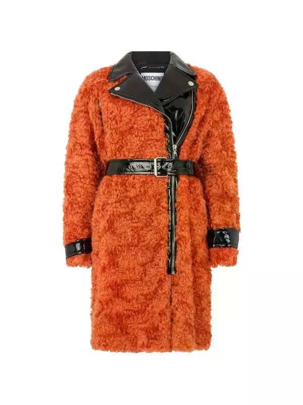 Moschino Belted Shearling Coat