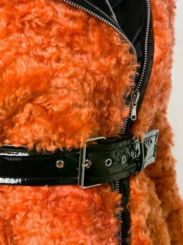 Moschino Belted Shearling Coat