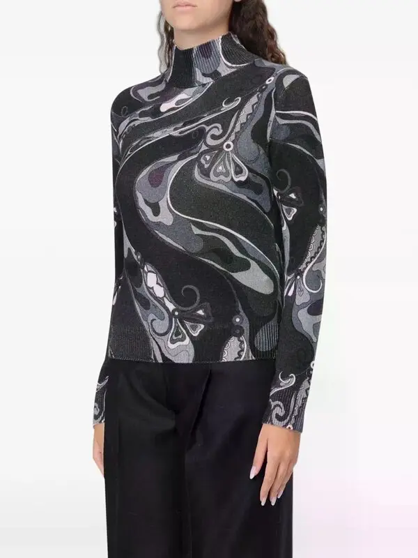 Emilio Pucci Abstract Print Roll Neck Sweater