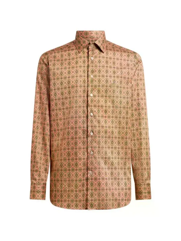 Etro Cotton Satin Shirt With Medallion Motif - Pink