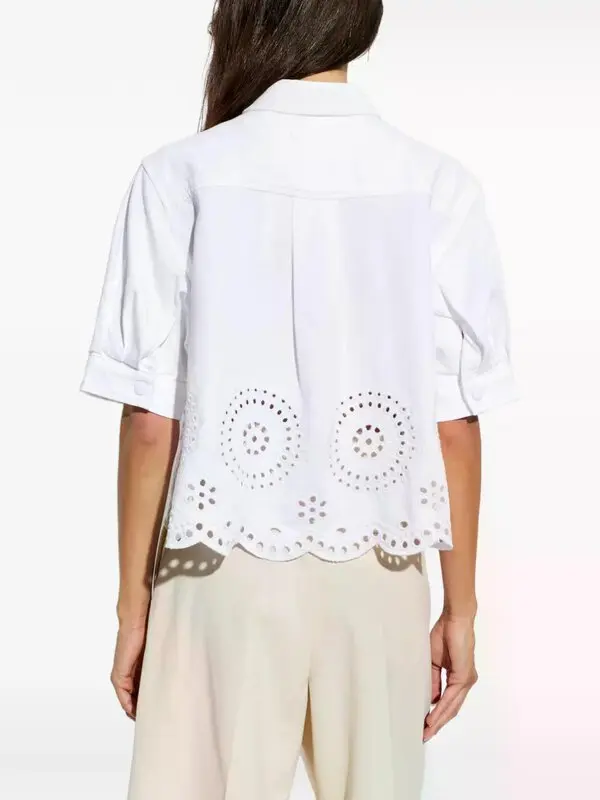 FRAME Openwork Detailing Scalloped Hem Shirt