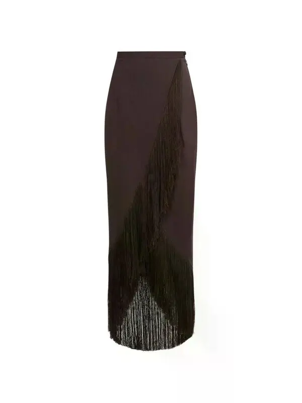 TALLER MARMO El Pareo Fringe-trimmed Skirt - Brown