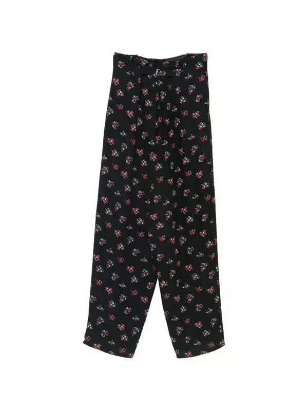 N°21 Navy Floral Pattern Pleated Trousers